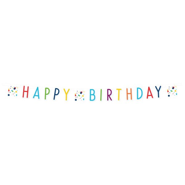 Happy Birthday Letterslinger Gekleurd Papier 1,8m – Partywinkel